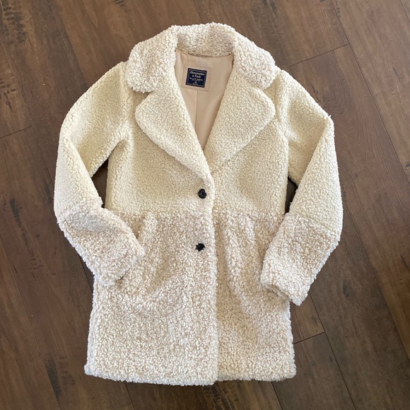 Abercrombie & Fitch | Jackets & Coats | Abercrombie Mixed Fabric Teddy Coat Xs | Poshmark